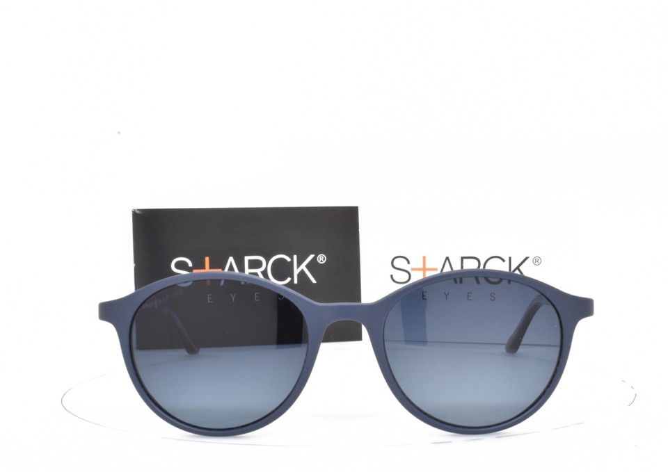 STARCK Eyes SUNGLASSES Carbon Fiber Matte Blue Polarized Panto 5008 03 ...
