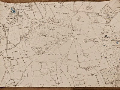 Original 1899 OS Map Sheet Epsom Downs Walton Downs Burgh Heath ...