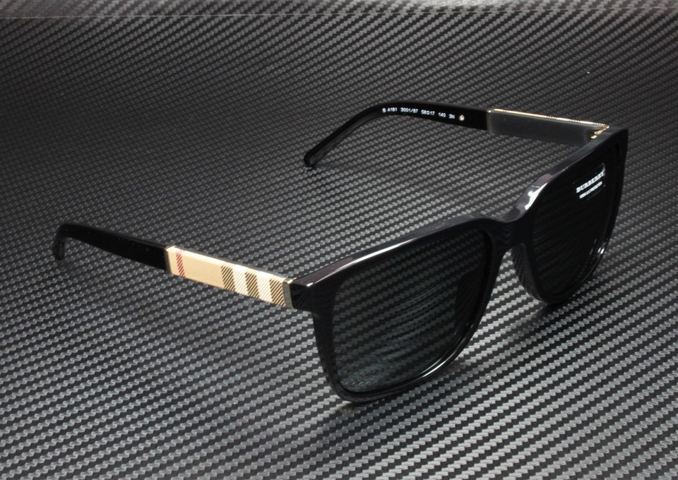 BURBERRY BE4181 300187 Black Grey 58 mm Men's Sunglasses 8053672303216 ...