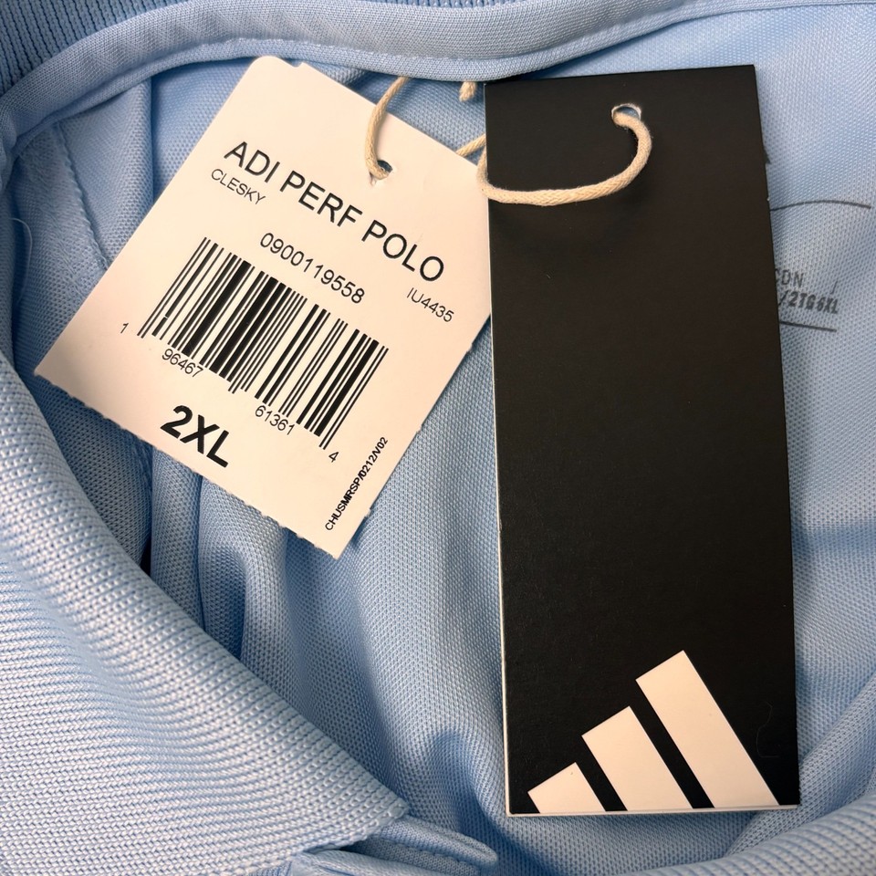 Adidas Performance Mens 2XL Sky Blue Golf Pollo Shirt NEW IU4435 ...