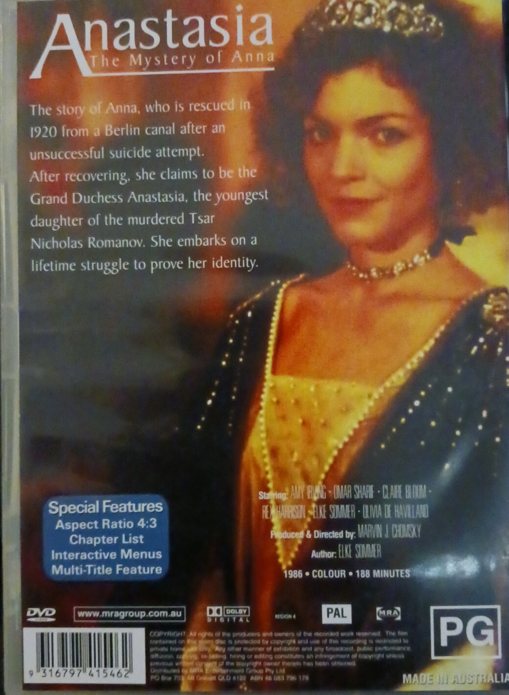 ANASTASIA THE MYSTERY OF ANNA 1986 AMY IRVING OMAR SHARIF DVD REGION 4 ...