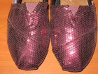 TOMS Red Purple Burgundy Sequin Sparkly Glitter Classic Slip On Loafer ...
