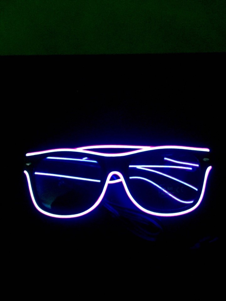 Purple Neon Sunglasses EDM Festival Party Cool Funky LED Light Up Sun ...