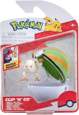 Pokmon PKW3136 Clip N Go Mankey and Poke Includes 2-Inch Battle Figure ...