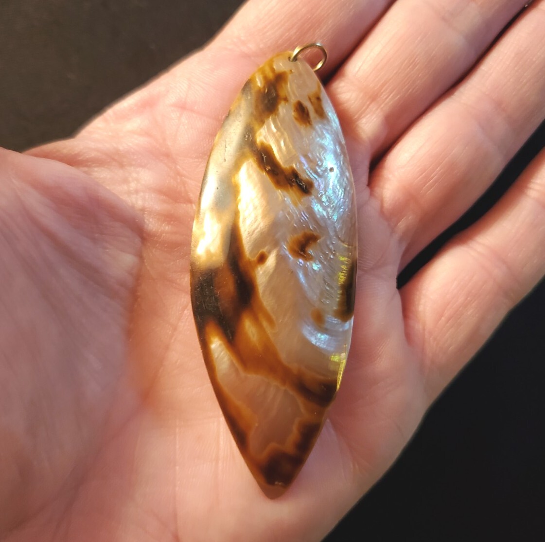 Vintage Oblong Natural Shell Pendant Pearly 3" Long Boho Beachy Jewelry ...