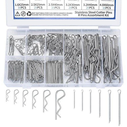 Cotter Pin Assortment Kit, 210Pcs 12 Sizes 304 Stainless Steel R Clips ...