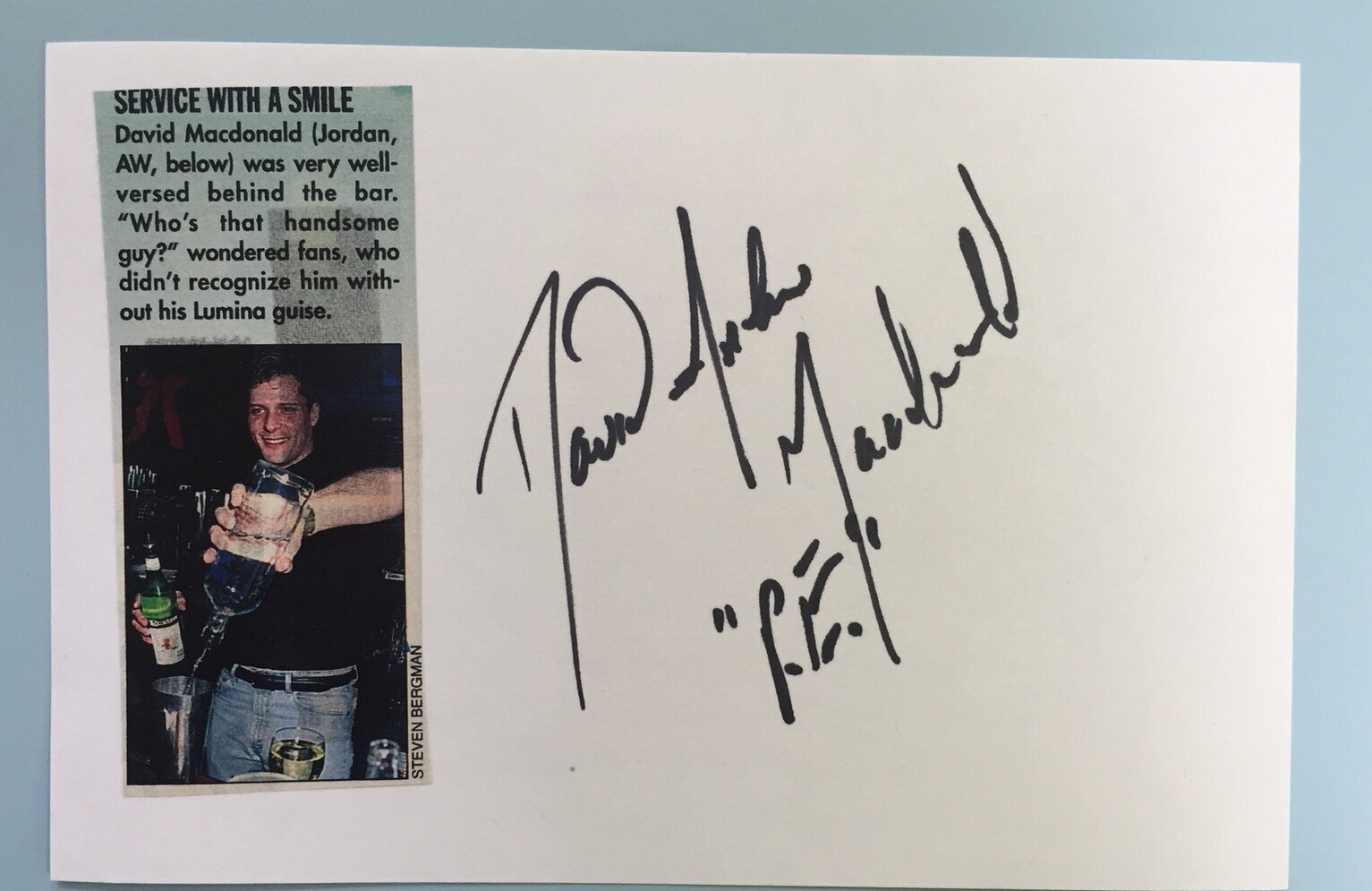 David Andrew MacDonald Signed Index Card The Guiding Light Soap ...