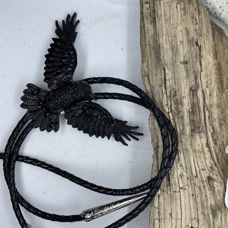 Black Raven Crow Native Spirit Gothic Bolo Tie Wedding Western Ranch ...