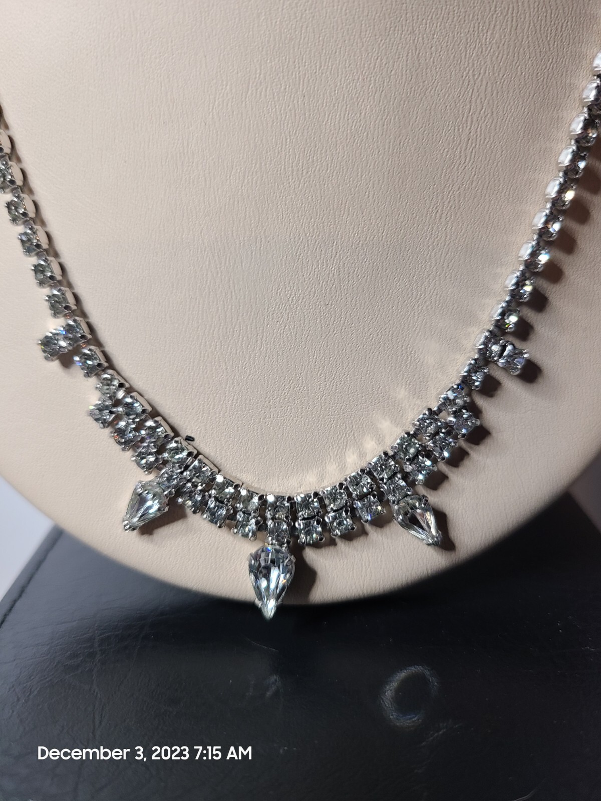 Kramer Beautiful Rhinestone Necklace Silver Tone Sign… - Gem