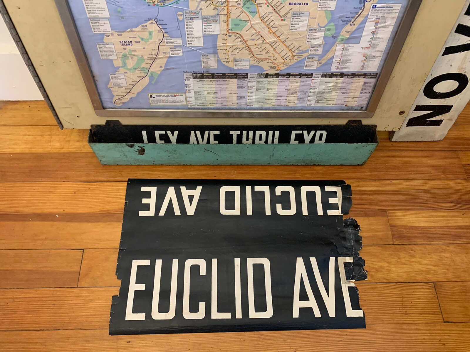 NY NYC SUBWAY EXTREMELY PRIMITIVE ROLL SIGN EUCLID AVENUE NYCT TRANSIT ...