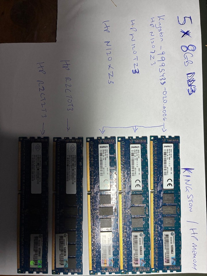 40GB -5x8GB DDR3 ECC Memory Ram HP DL Server etc (used - in working ...