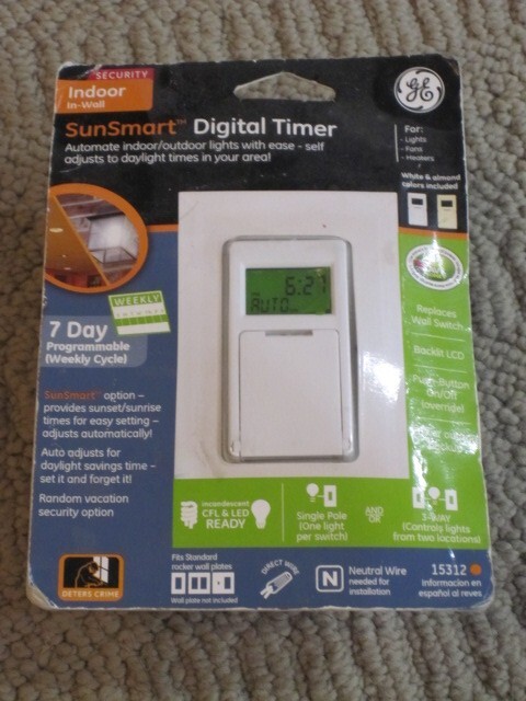 GE 15312 3-way SunSmart In-wall Digital Timer Device Only for sale ...