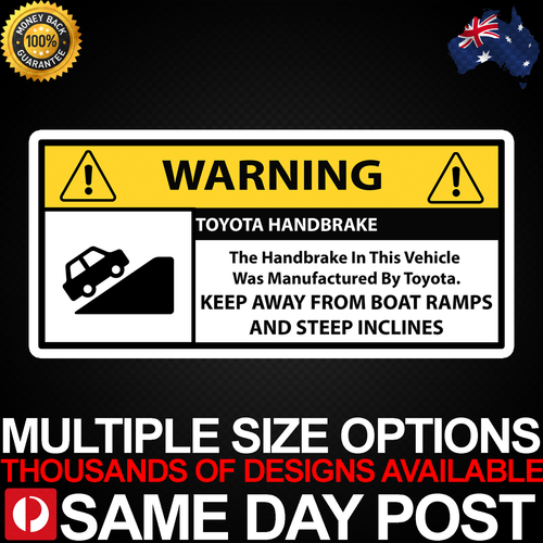 WARNING TOYOTA HANDBRAKE Vinyl Car Sticker Decal Cheap Funny 4x4 4WD ...