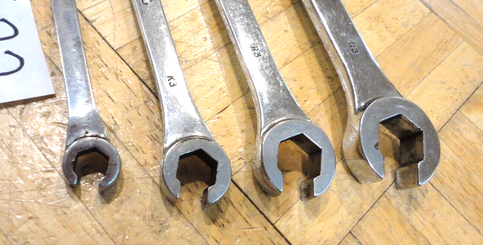 MAC TOOLS 4 PIECE SAE. FLARE-NUT DOUBLE END LINE WRENCHES 10 DEGREE ...