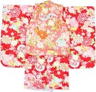 Full Kimono Set Girls Ceremony Celebration 3 years New Years Red Flower ...
