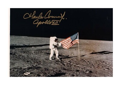 Charles Pete Conrad Apollo 12 moon shot A4 signed poster with choice of ...