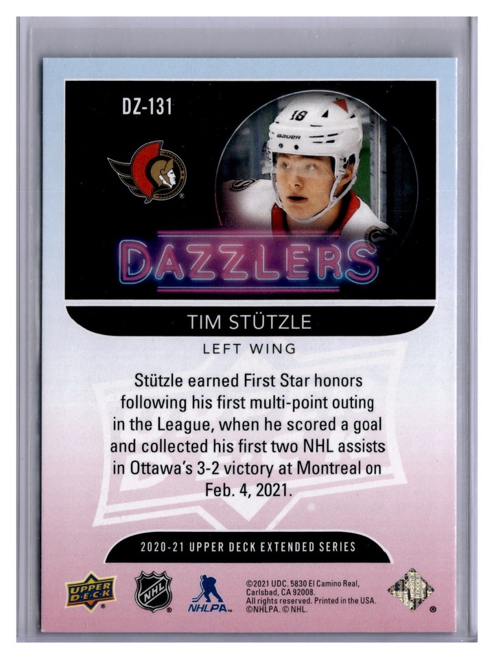 2020-21 Upper Deck Extended Series TIM STUTZLE #DZ-131 Blue DAZZLERS | eBay
