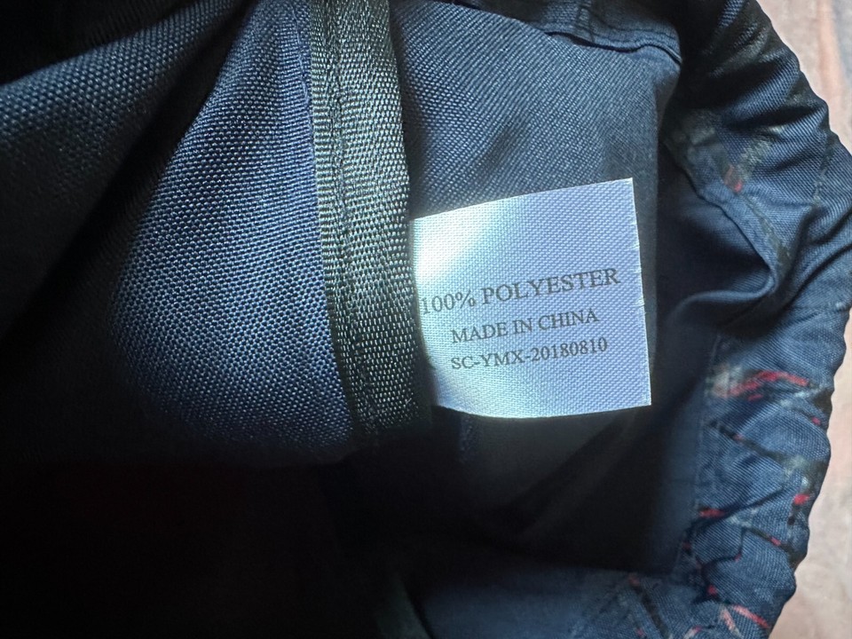 Water Resistant Dark Blue Drawstring Backpack w Zipper Pocket ...