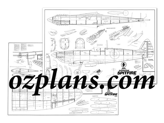 WW2 Supermarine Spitfire VIII 64" WS PRINTED RC MODEL AIRPLANE PLANS ...