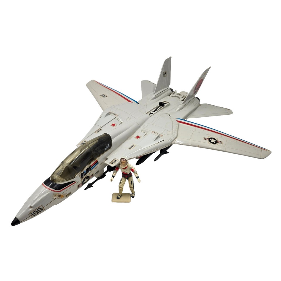 1983 GI Joe SKYSTRIKER Jet w/ ACE COMPLETE w/ Box & Parachutes F14 ARAH ...