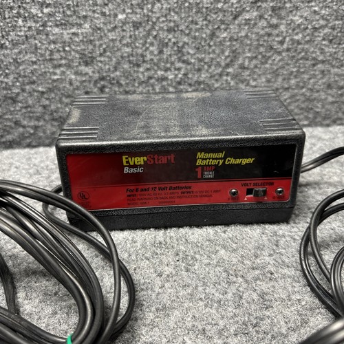 EVERSTART BASIC MANUAL BATTERY CHARGER 1 AMP TRICKLE CHARGE 6 & 12 VOLT ...