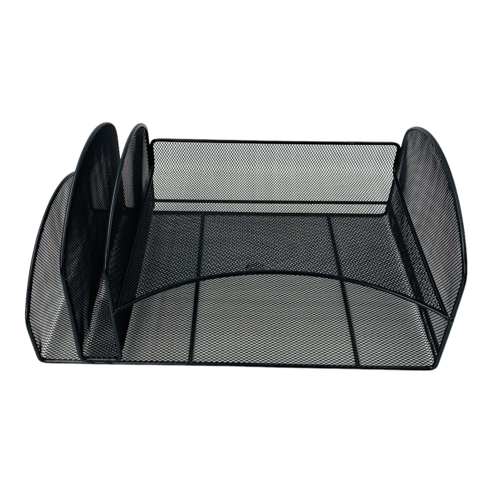 Safco Onyx Mesh Metal Desk Organizer Two Upright Two Horizontal ...