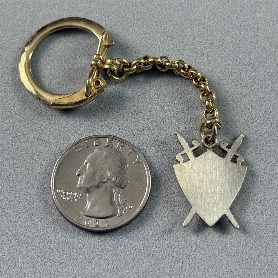 Small Crossed Swords Shield Gold Tone Charm Chain Keychain Key Ring ...