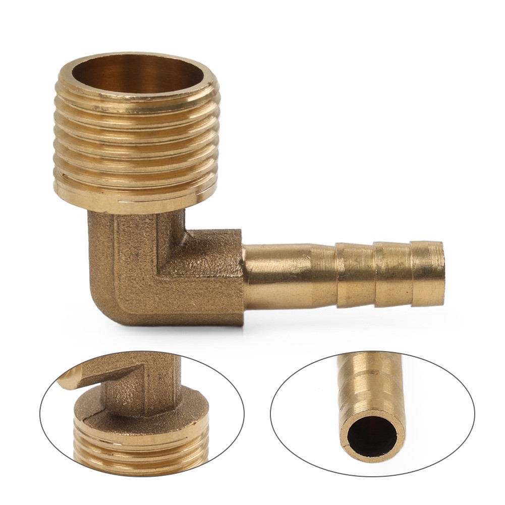 Brass Barb Hose Fitting 90 Degree Elbow 8mm Barbed x 1/2G Male Pipe ...