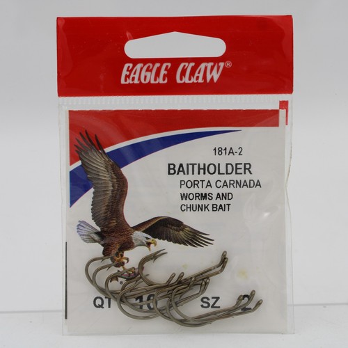 Eagle Claw 181A Baitholder Worms and Chunk Bait Fishing Hooks Size 2 10 ...