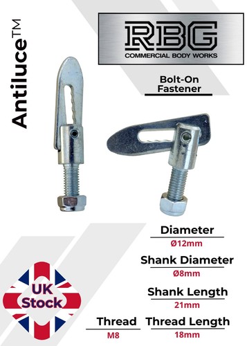 2X Antiluce™ Fastener M8 x 18mm Bolt-On | Drop Lock Horsebox, Trailer ...