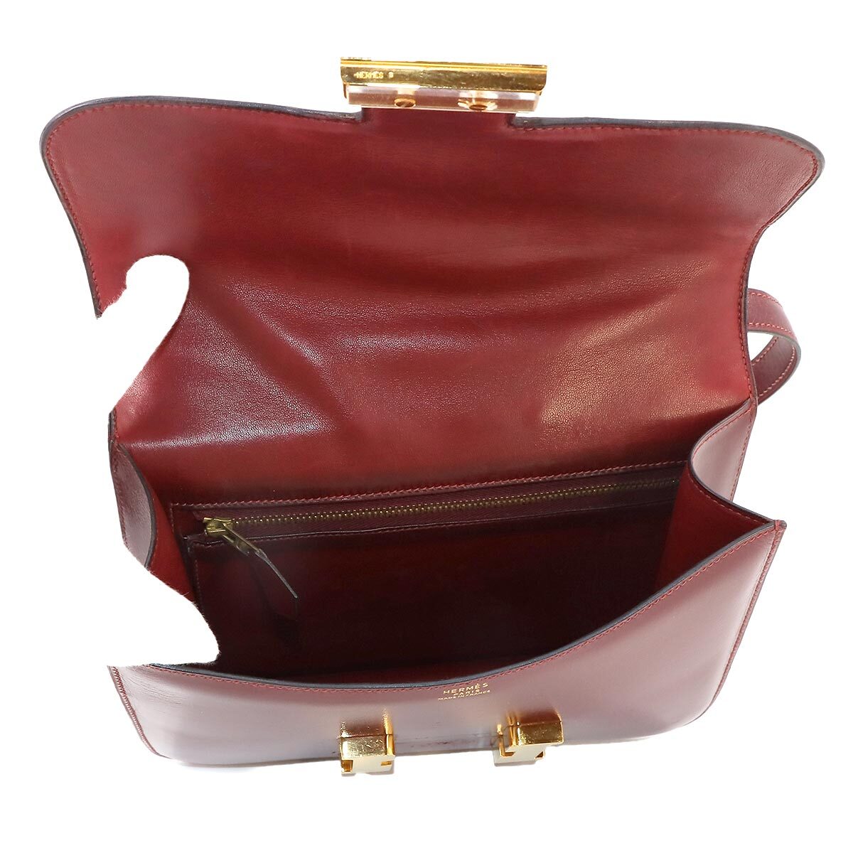 HERMES Constance 23 Shoulder Bag Box Calf Leather Rouge H Purse ...