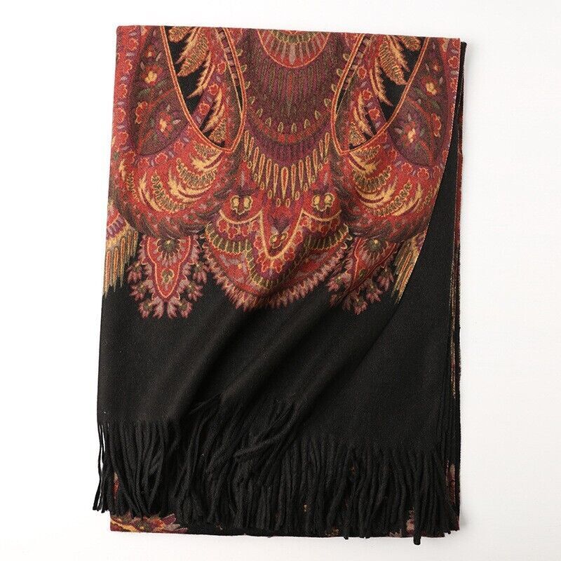Luxury Pure Mongolia Cashmere Shawl Wrap Cape Paisley Print Double Face Blanket | eBay