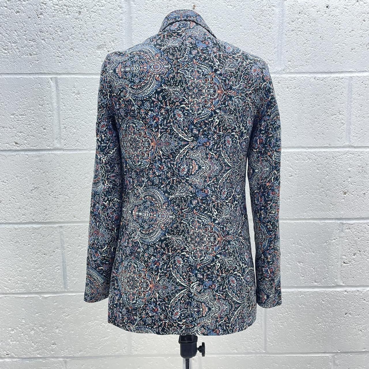 NEW LOOK BLUE PAISLEY BLAZER JACKET LIGHTWEIGHT LONGLINE PRINT Y2K UK 6 ...