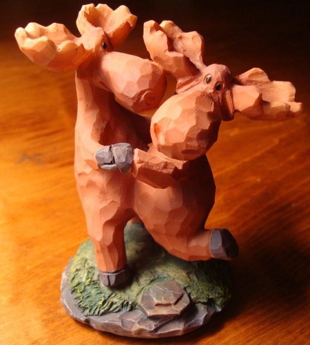 ADORABLE DANCING MOOSE COUPLE Dancer Rustic Lodge Log Cabin Home Decor ...