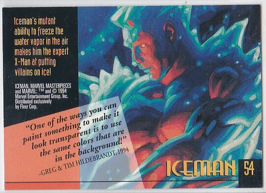 N) 1994 Marvel Masterpieces Comics Trading Card Iceman #54 | eBay