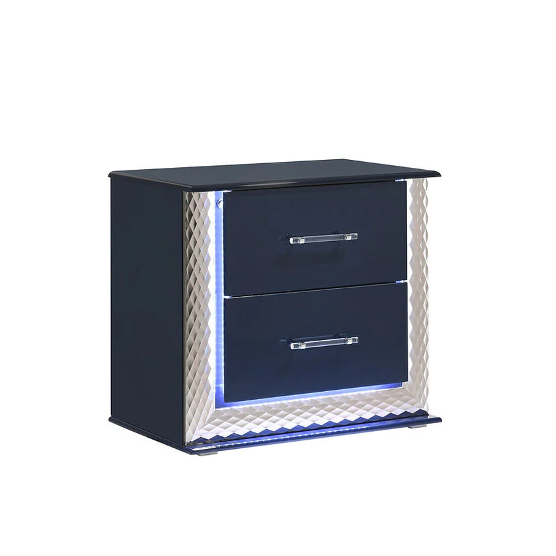 LUXURY Modern LED 5PC Gloss Blue Queen King Contemporary Bedroom Set B ...