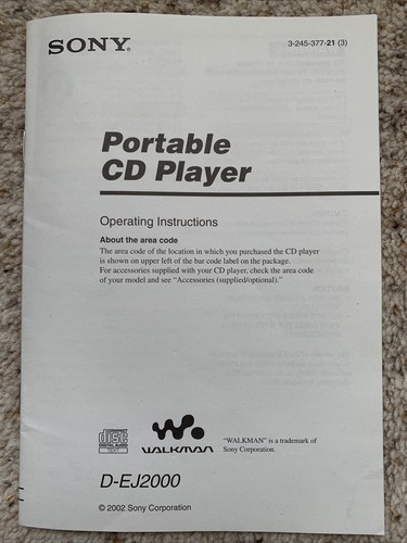 Sony Walkman Portable CD Player D-EJ2000 Original Instructions Booklet | eBay UK