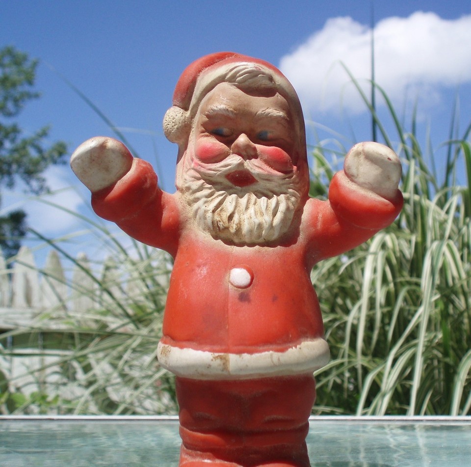RARE VINTAGE ANTIQUE GERMAN SANTA CLAUS RUBBER WIND UP TOY CHRISTMAS ...