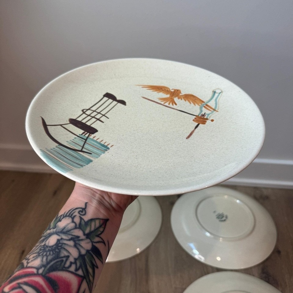 Red Wing Pottery Hearthside Large Dinner Plates Set of 4 MCM Farmhouse ...