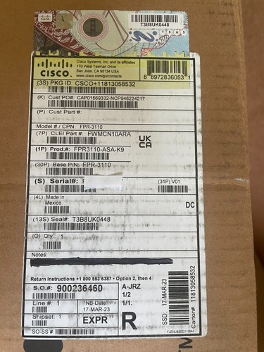 New sealed Cisco FirePower 3110 Next-Generation Firewall P/N: FPR3110 ...