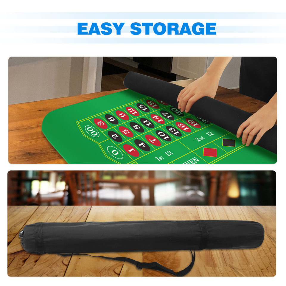 70x35" Casino Roulette Table Top Mat. Portable Rubber Roulette Tabletop ...