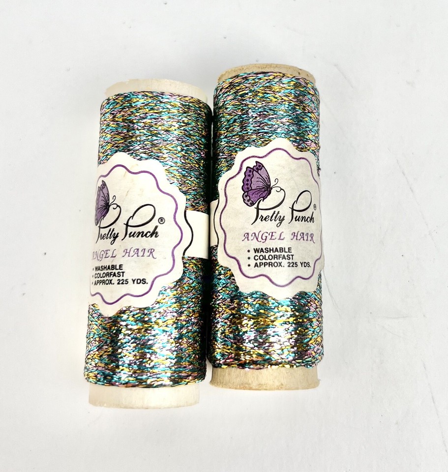 2x Pretty Punch Angel Hair RAINBOW METALLIC Fine Embroidery Thread Yarn ...
