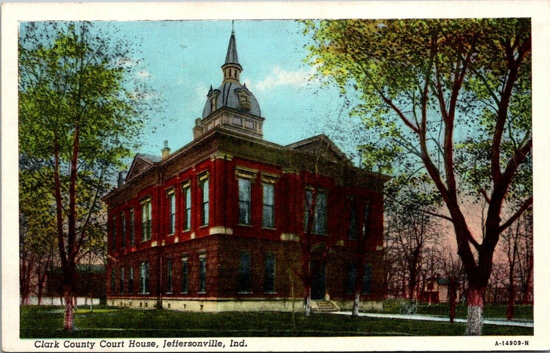 Postcard Clark County Court House Jeffersonville Indiana White Border ...