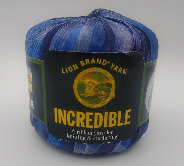 Bizzy1 Lion BRAND Yarn Incredible #202 Blue Shades 2 Spools 220 Yards ...
