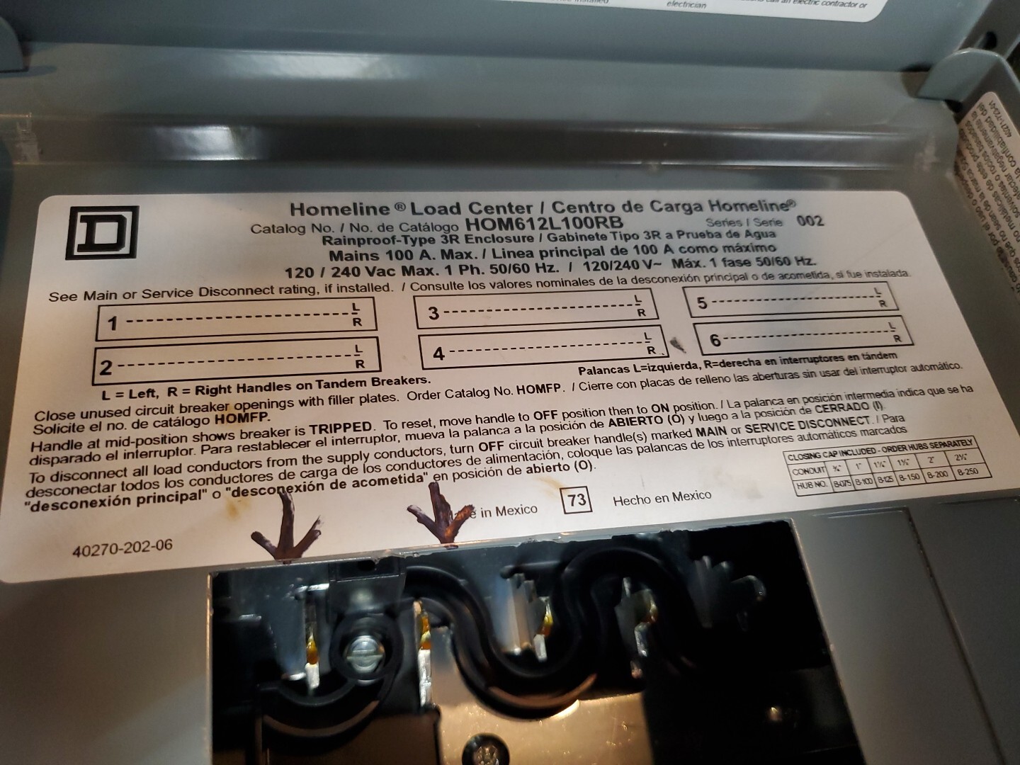 Square D Homeline Load Center Rainproof 3R Enclosure 9x13 HOM612L100RB ...