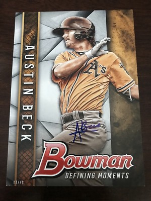 Austin Beck Auto Signed 2017 BOWMAN DEFINING MOMENTS 5x7 #/49 ATHLETICS ...
