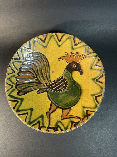 Redware Pottery Plate Mary Spellmire Shooner Rooster 6”’rustic ...