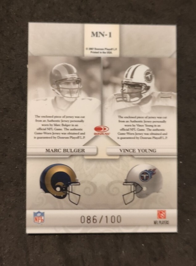 2007 Leaf Limited Matching Numbers #'d /100 Marc Bulger Vince Young #MN ...