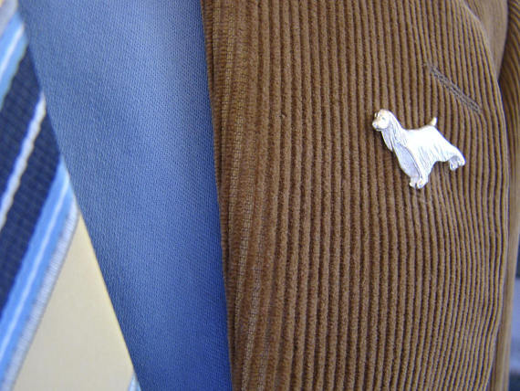 Small Sterling Silver English Springer Spaniel Standing Study Lapel Pin ...