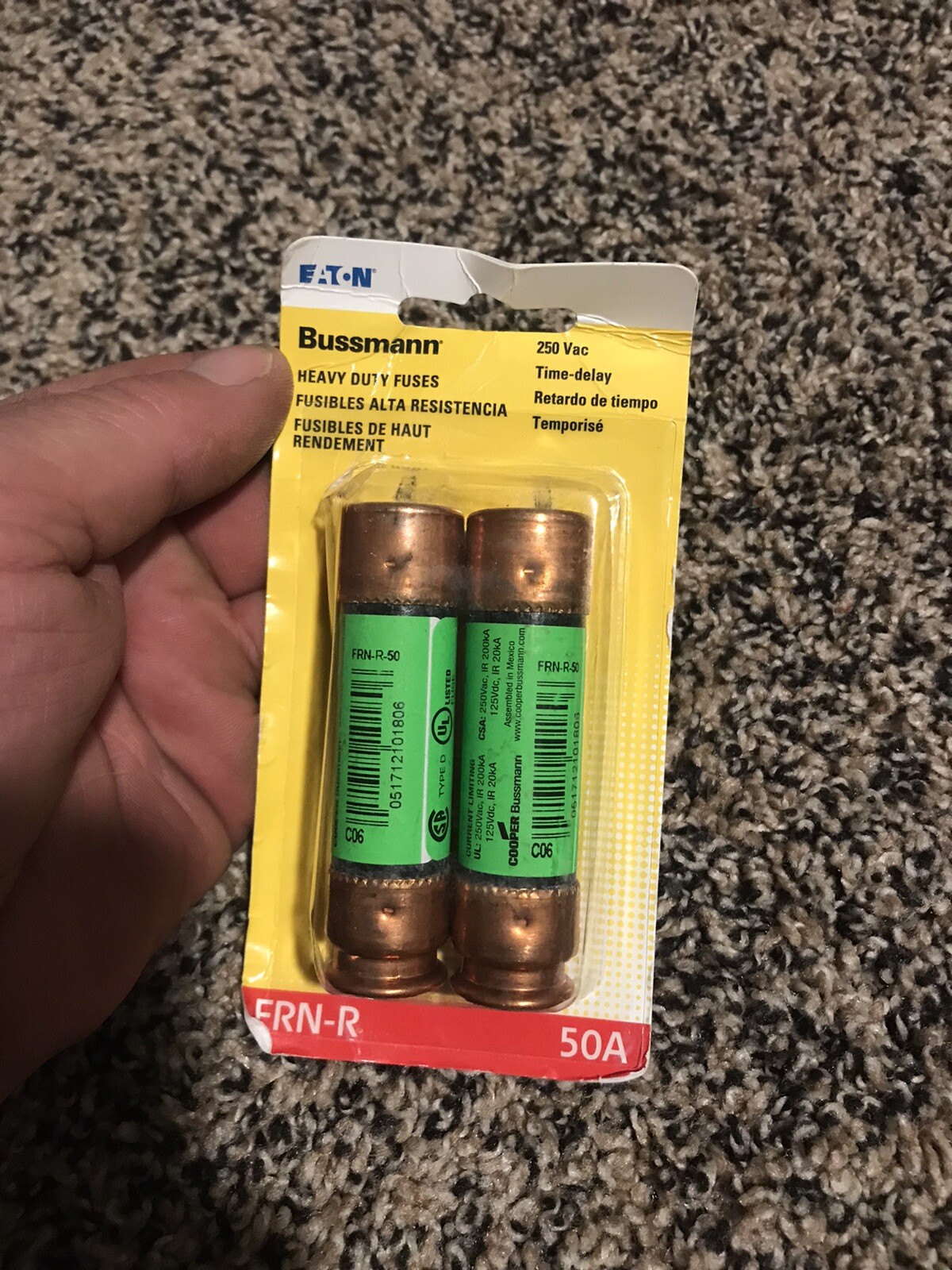 50 amp FRN-R-50 250Vac 125Vdc Dual Element Time Delay RK5 FUSETRON fuse ...